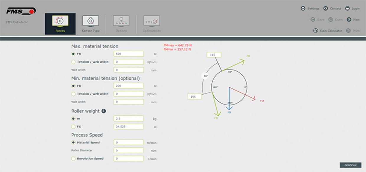 FMS-Calculator - Auslegung von Kraftaufnehmern leicht gemacht